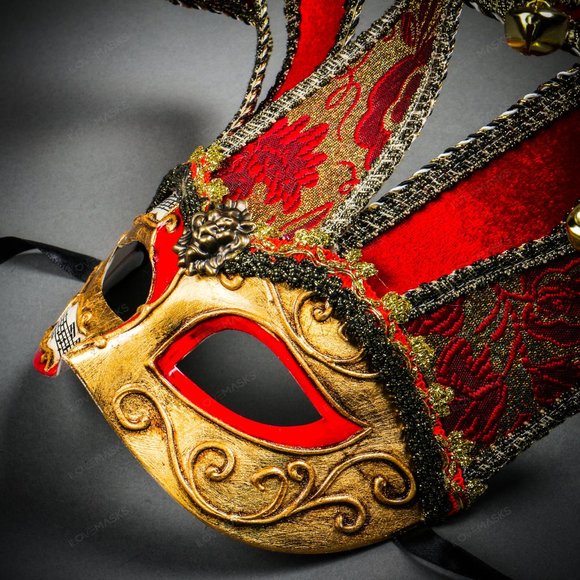 ILOVEMASKS | Accessories | Musical Eye Venetian Jester Jolly Mask Gold ...